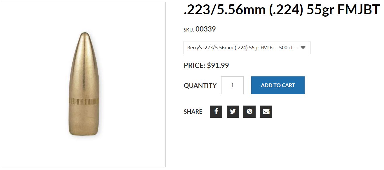 Reloading 223 / 5.56 with Berry’s 55gr FMJ Bullets (Dillon RL-550C ...